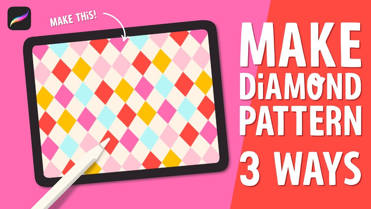 Simple Seamless Diamond Pattern In Procreate 3 Ways Howto Tutorial