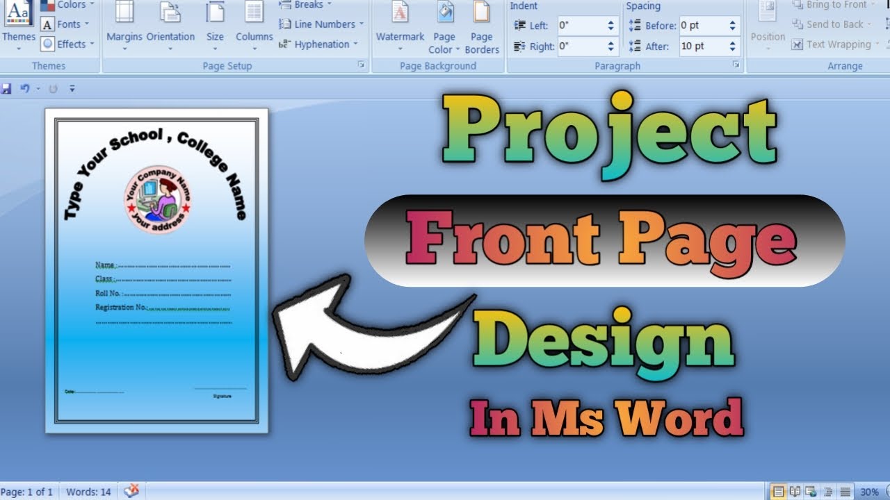 How To Create A Cover Page In Word Project Front Page Design In Ms Word ...