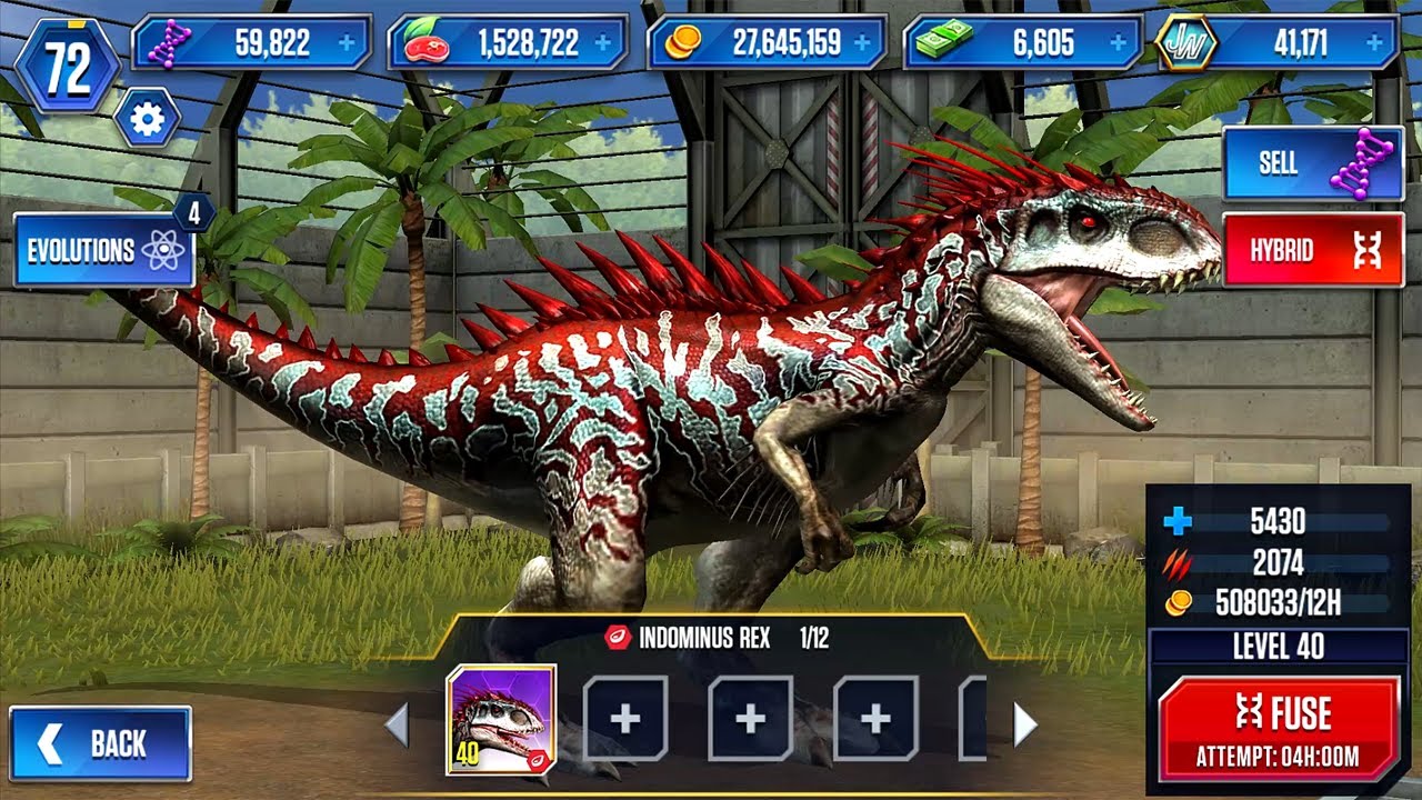 Indominus Rex Max Level 40 Jurassic World The Game Ios Android