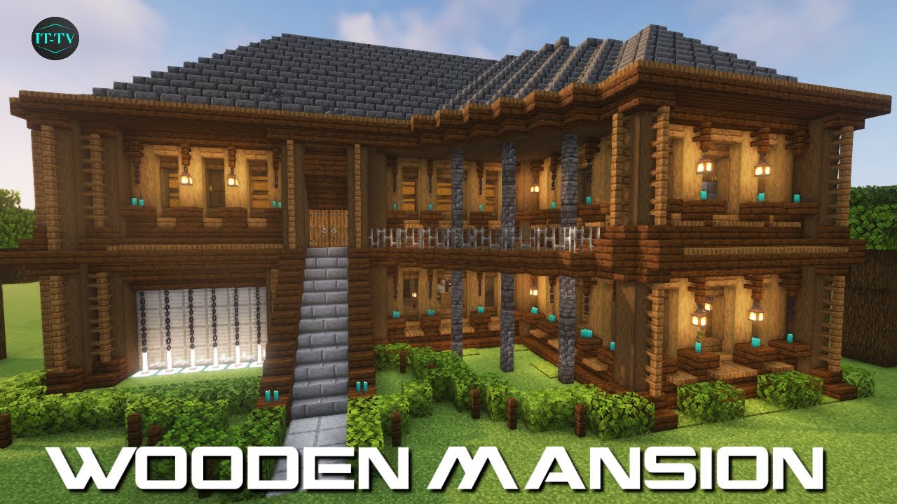 How To Build A Large Wooden Mansion In Minecraft Tutorial 2 Youtube