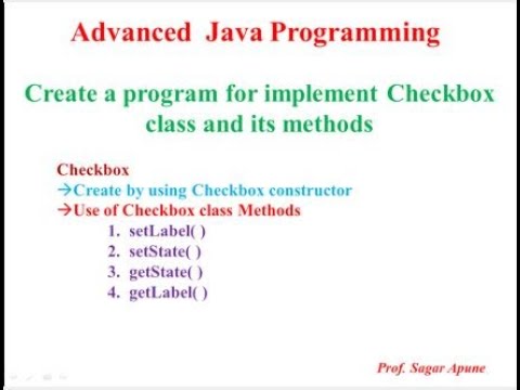 Checkbox Creation And Its Methods By Using Java Program Youtube