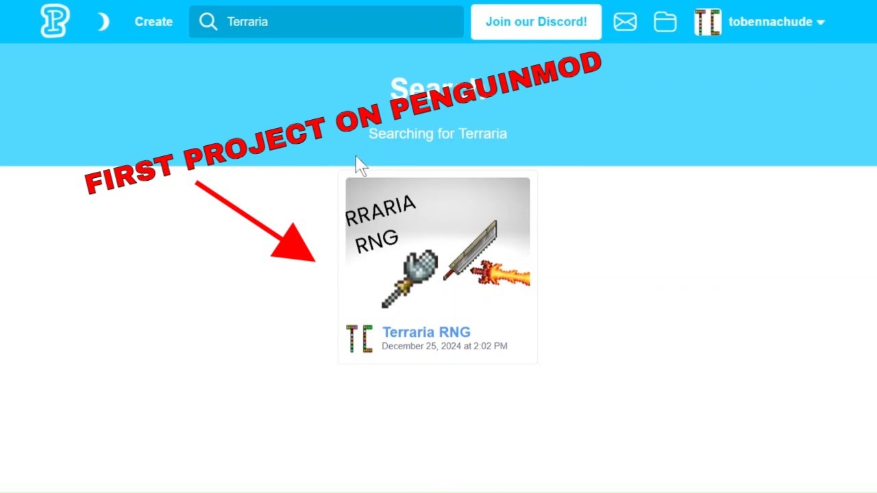 The First Terraria Project On Penguinmod Youtube