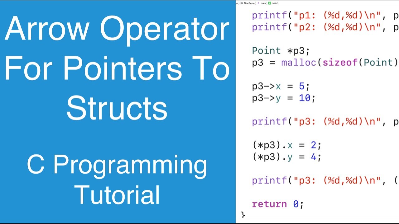 Arrow Operator For Pointers To Structs C Programming Tutorial Youtube