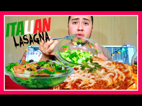 Italian Lasagna Mukbang Salad Garlic Bread Eating Show Youtube