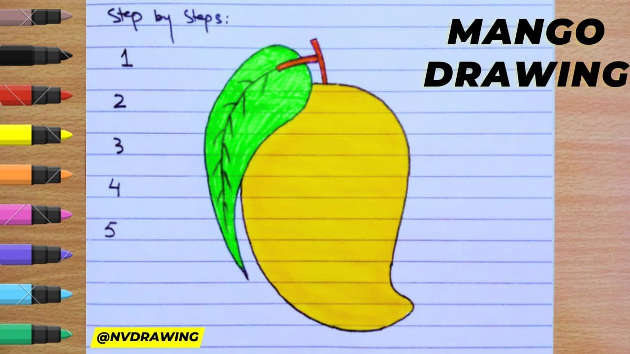 How To Draw Mango Mango Drawing With 5 Steps Simple Mango Drawing