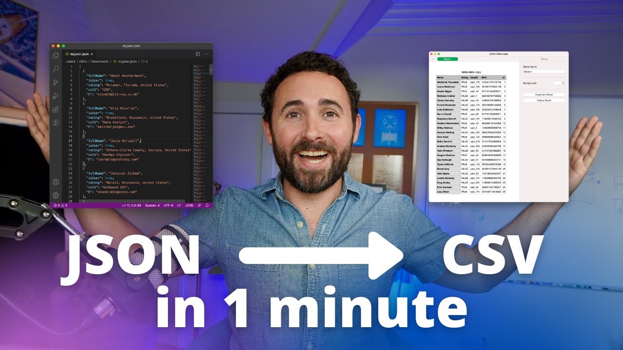 How To Convert A Json To Csv In 1 Minute Json To Csv Youtube