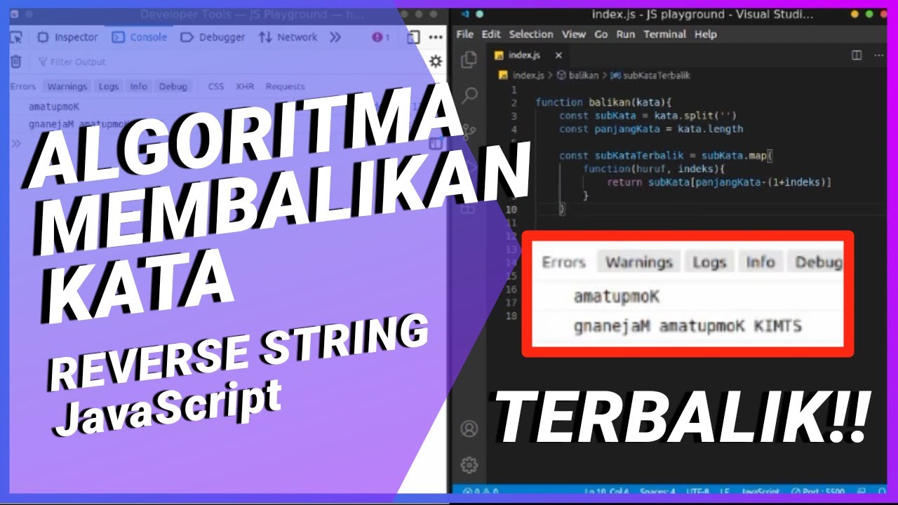 Algoritma Membalikan Kata Reverse String Javascript Youtube