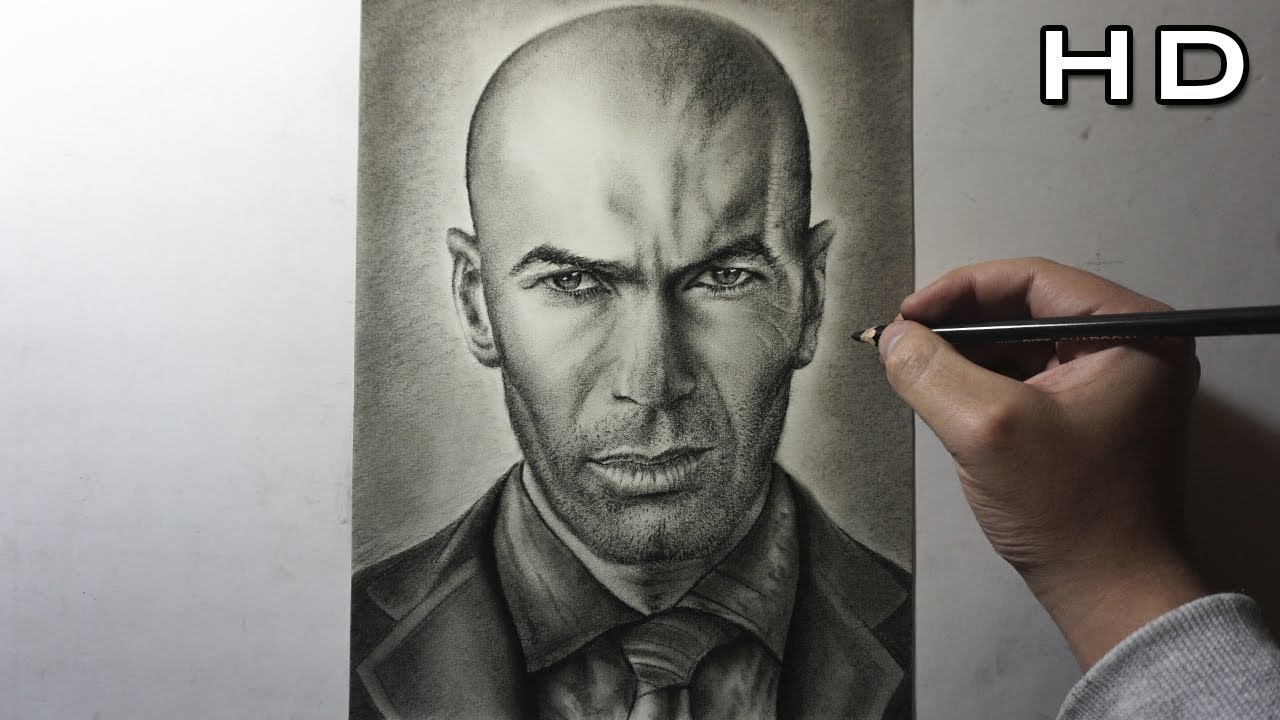 Dibujo Realista De Zinedine Zidane Al Carboncillo Dibujando A Zizou