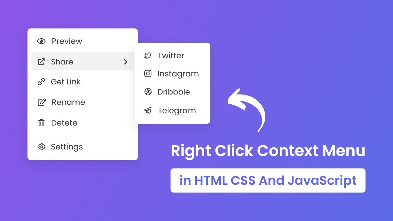 Custom Right Click Context Menu In Html Css Javascript Youtube