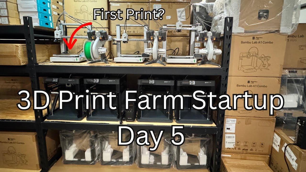 3d Print Farm Startup Day 5 Setting Up First Test Prints Running