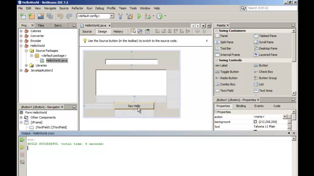 Hello World Tutorial In Netbeans Youtube
