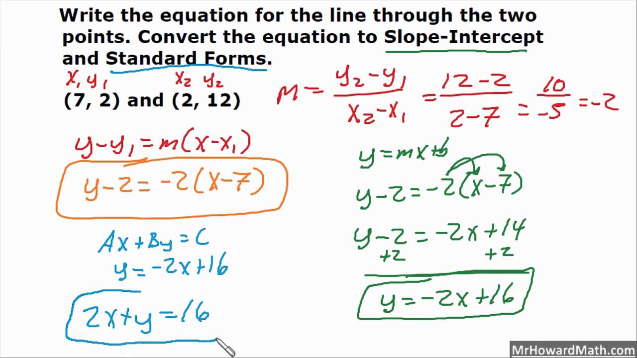 How To Write An Equation In Standard Form Given 2 Points Tessshebaylo