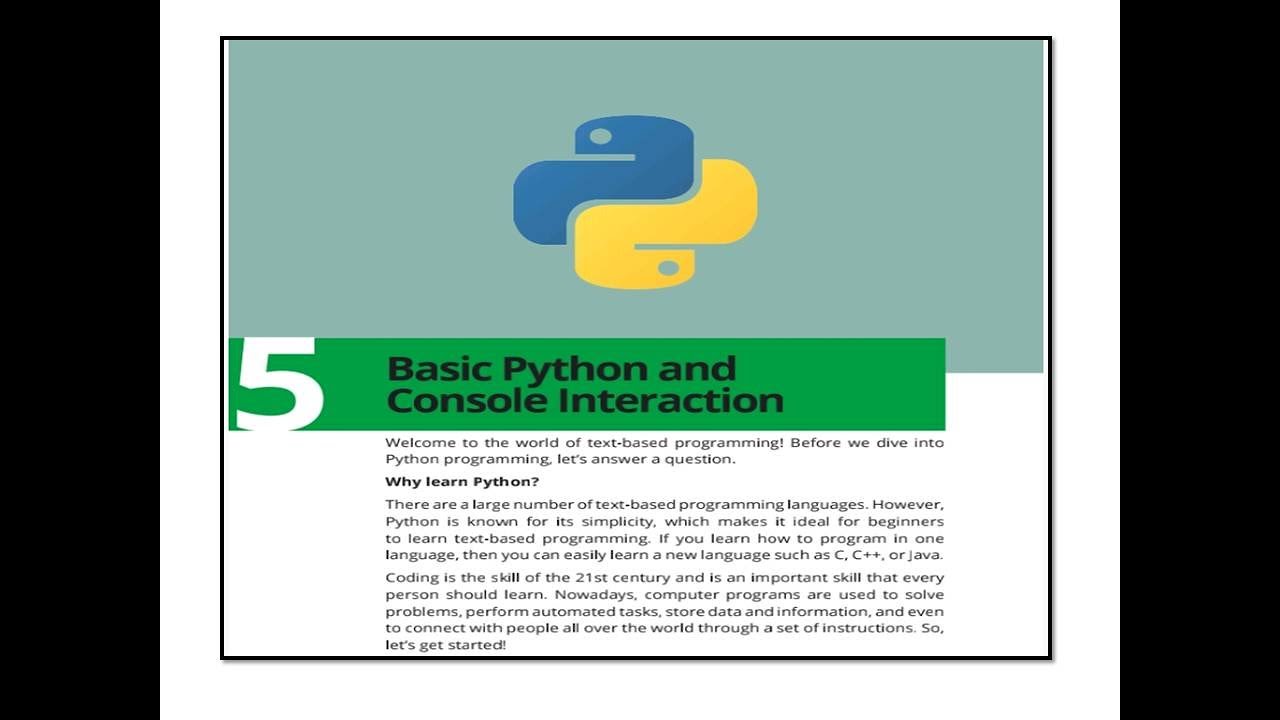 Basic Pyhton With Console Interaction Chapter 5 Class Viii Youtube
