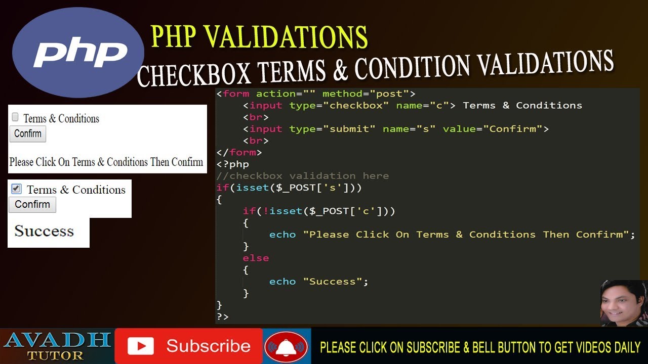 Checkbox Validation Terms Condition Php Php Checkbox Validation