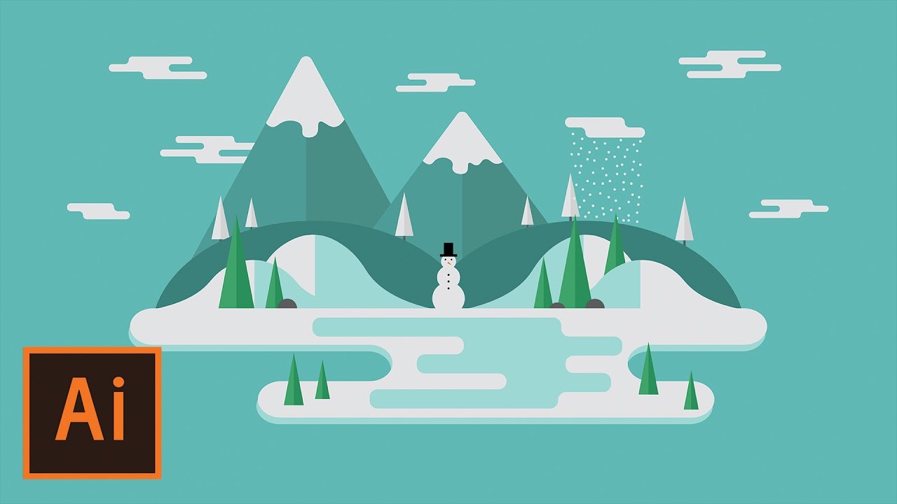 Illustrator Tutorial Winter Floating Landscape Illustrator Flat