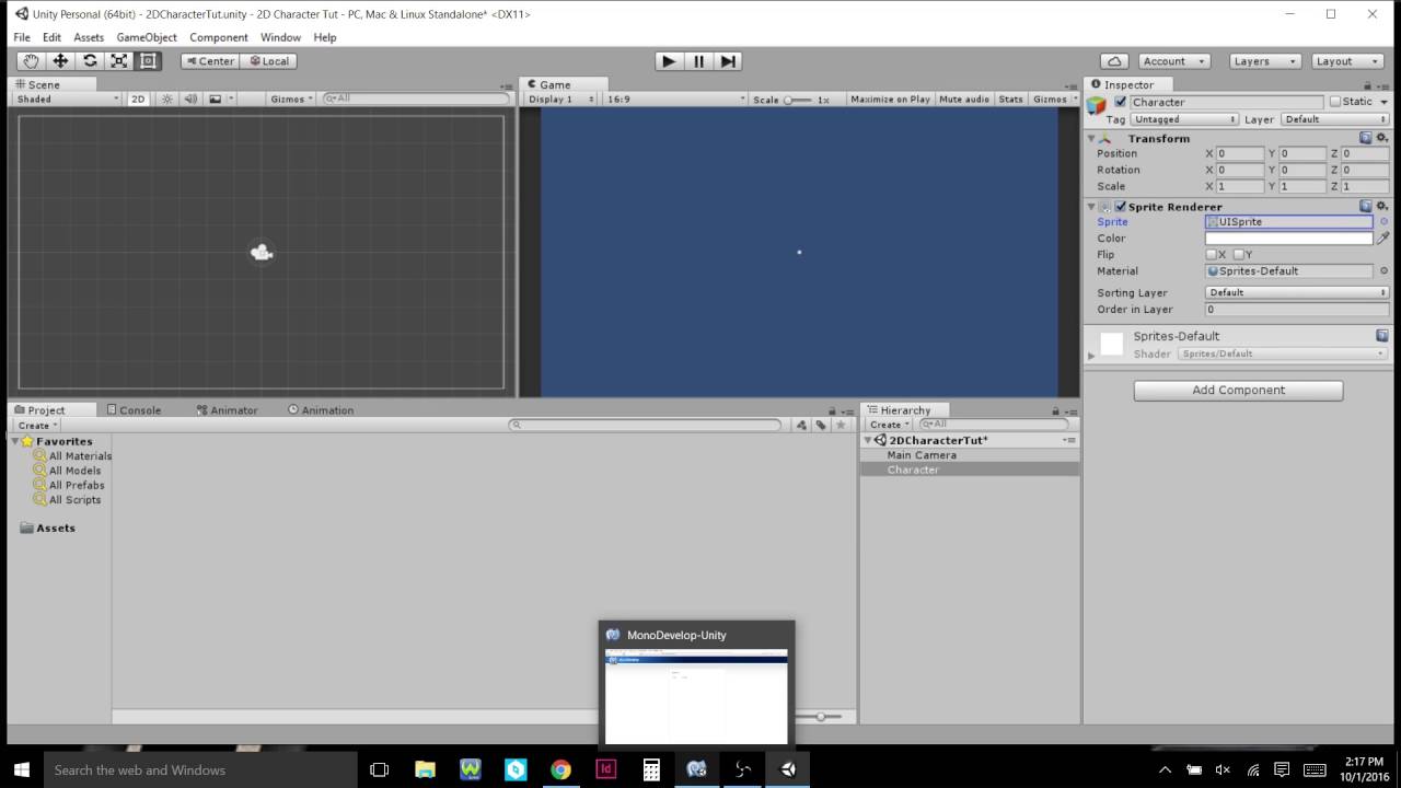 Character Movement Unity 2d Tutorial Youtube