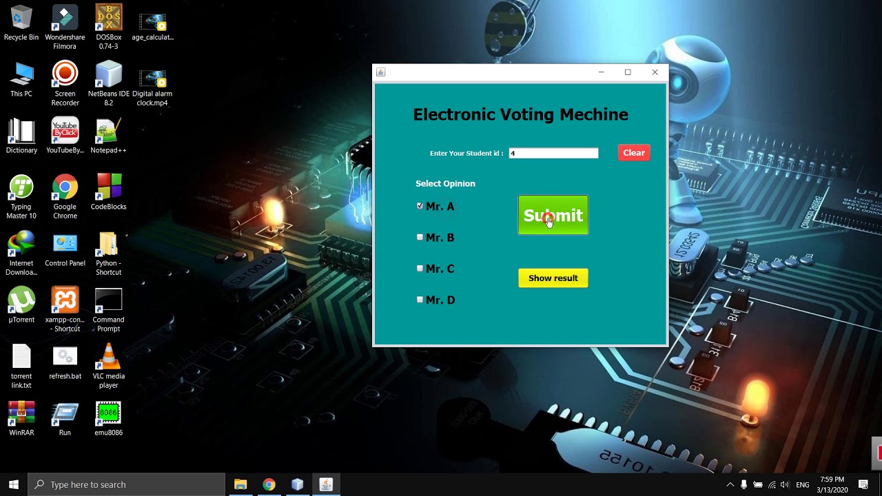 Voting Machine Project By Java Netbeans Youtube