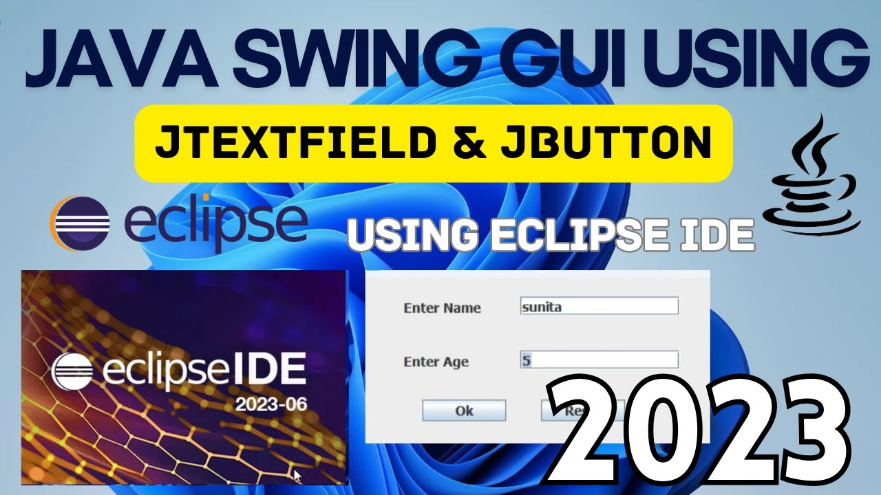 Jtextfield Jbutton In Java Swing Java Swing Gui Tutorial Java Gui