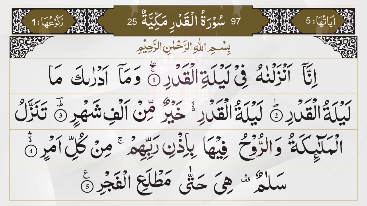 Laylatul Qadr Inna Anzalnahu Surah Qadr Inna Anzalnahu Fi