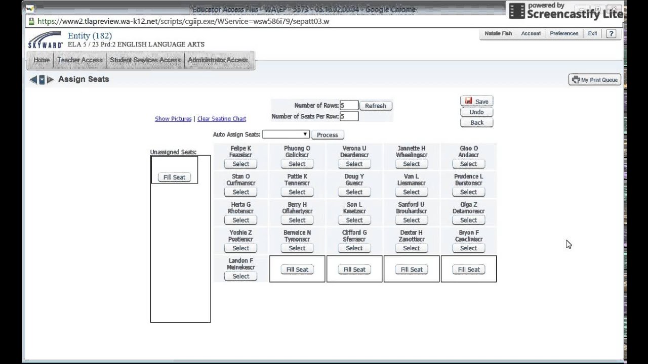 Skyward Creating A Seating Chart Youtube