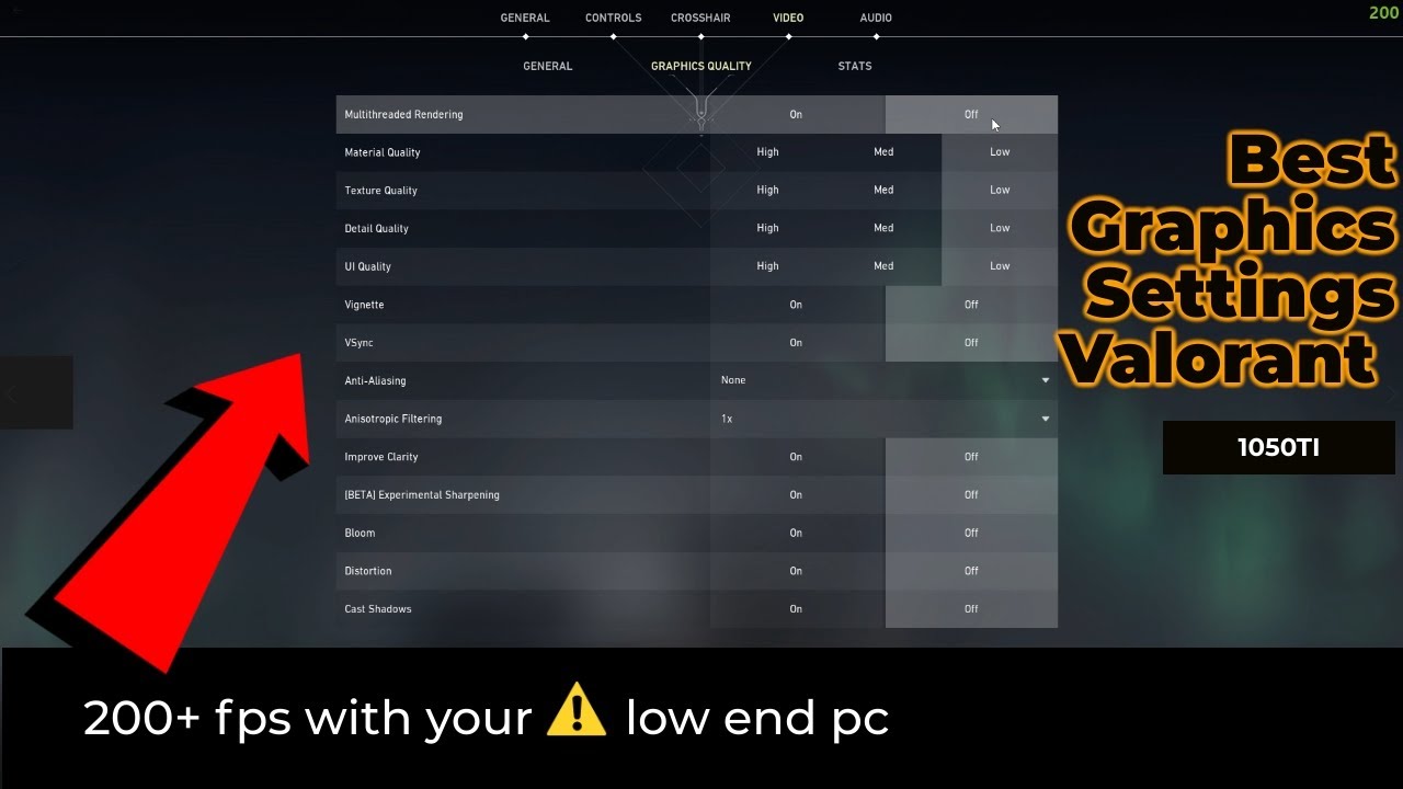 Best Graphics Settings For Valorant With 1050ti Or Any Low End Pc 200