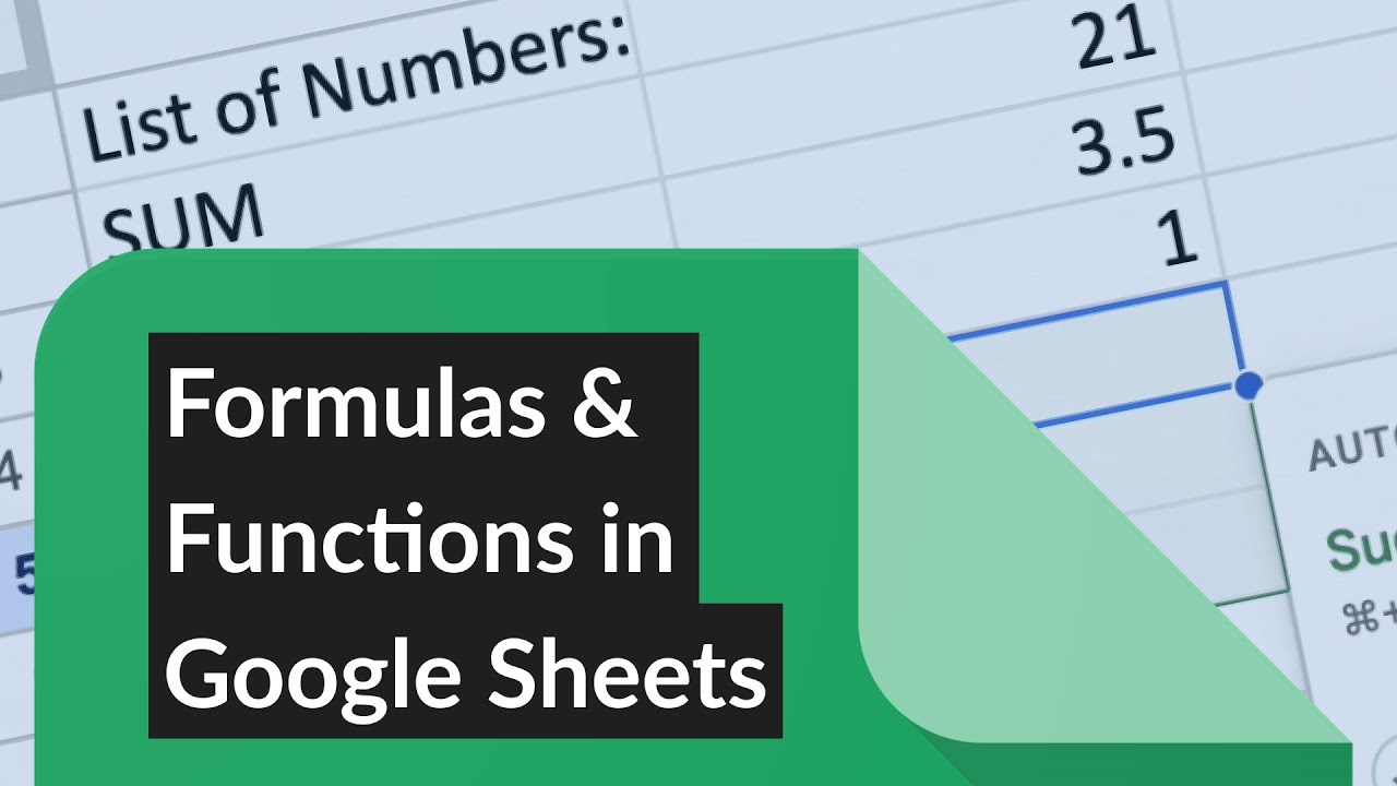 Formulas Functions In Google Sheets Youtube