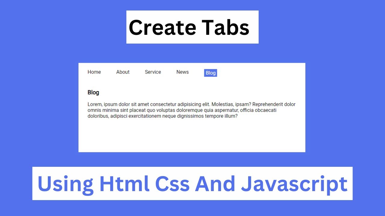 How To Create Tabs Using Html Css And Javascript Youtube