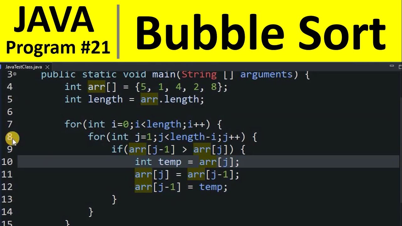 Java Program 21 Sort Numbers Using Bubble Sort In Java Youtube