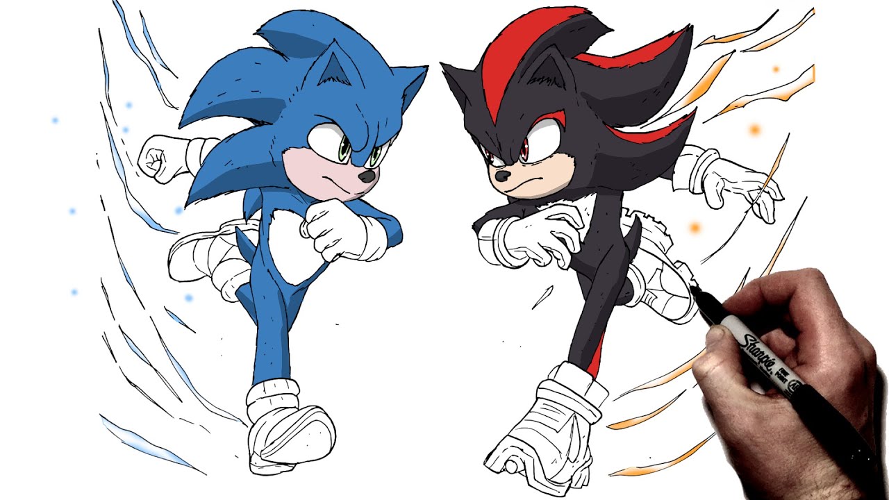 How To Draw Sonic Vs Shadow Step By Step Sonic 3 Youtube