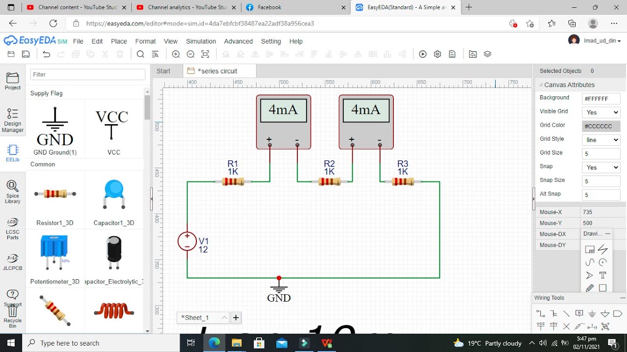How To Make A Series Circuit Simulation In Easyeda Online Simulator
