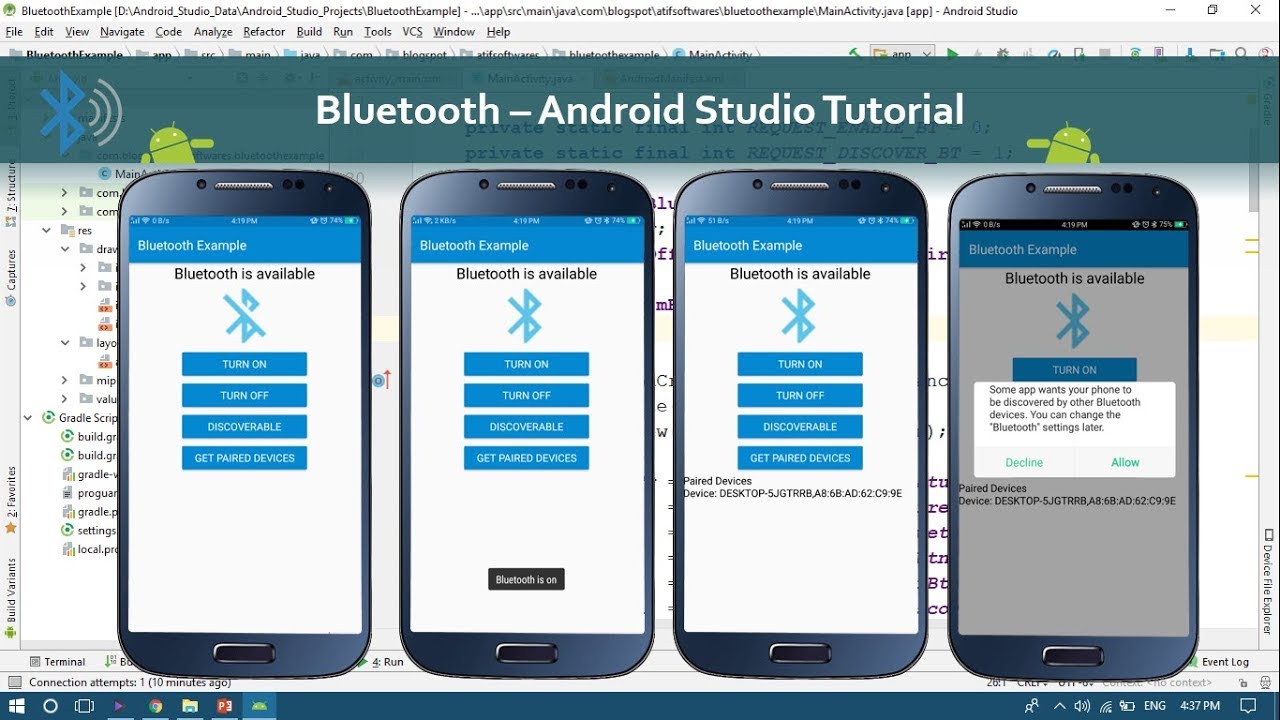 Bluetooth Android Studio Java Youtube