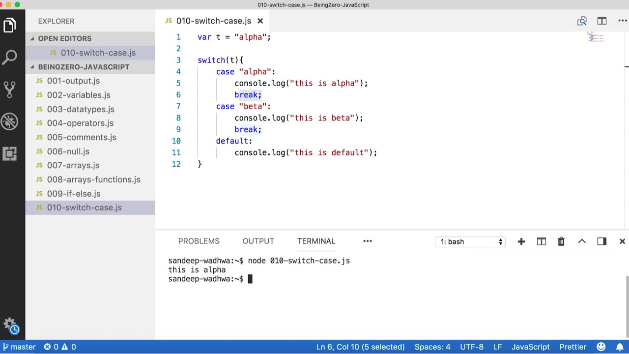 Conditional Statement Switch Case Javascript From Scratch Youtube