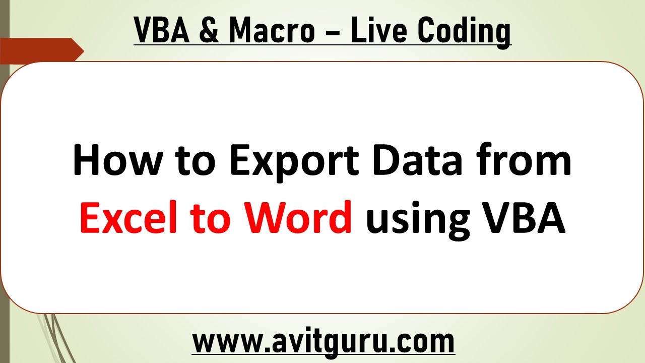 How To Export Data From Excel To Word Using Vba Youtube