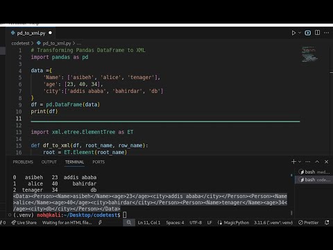 Transforming Pandas Dataframe To Xml Youtube