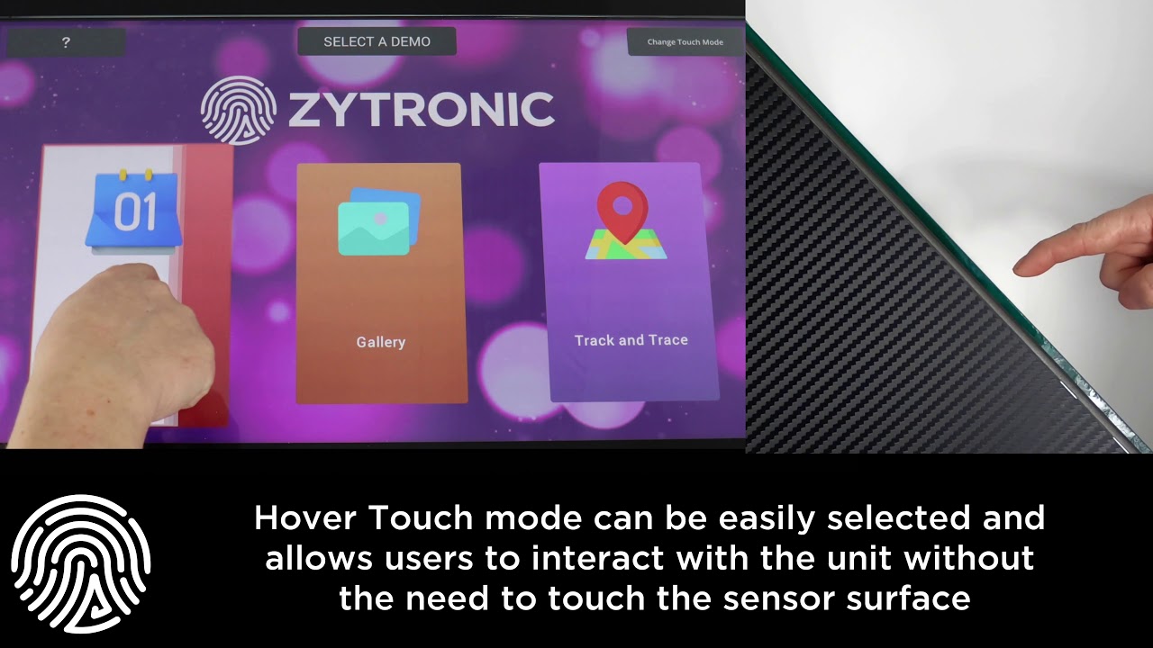 Zytronic Zybrid Hover Contactless Hover Touch Example App