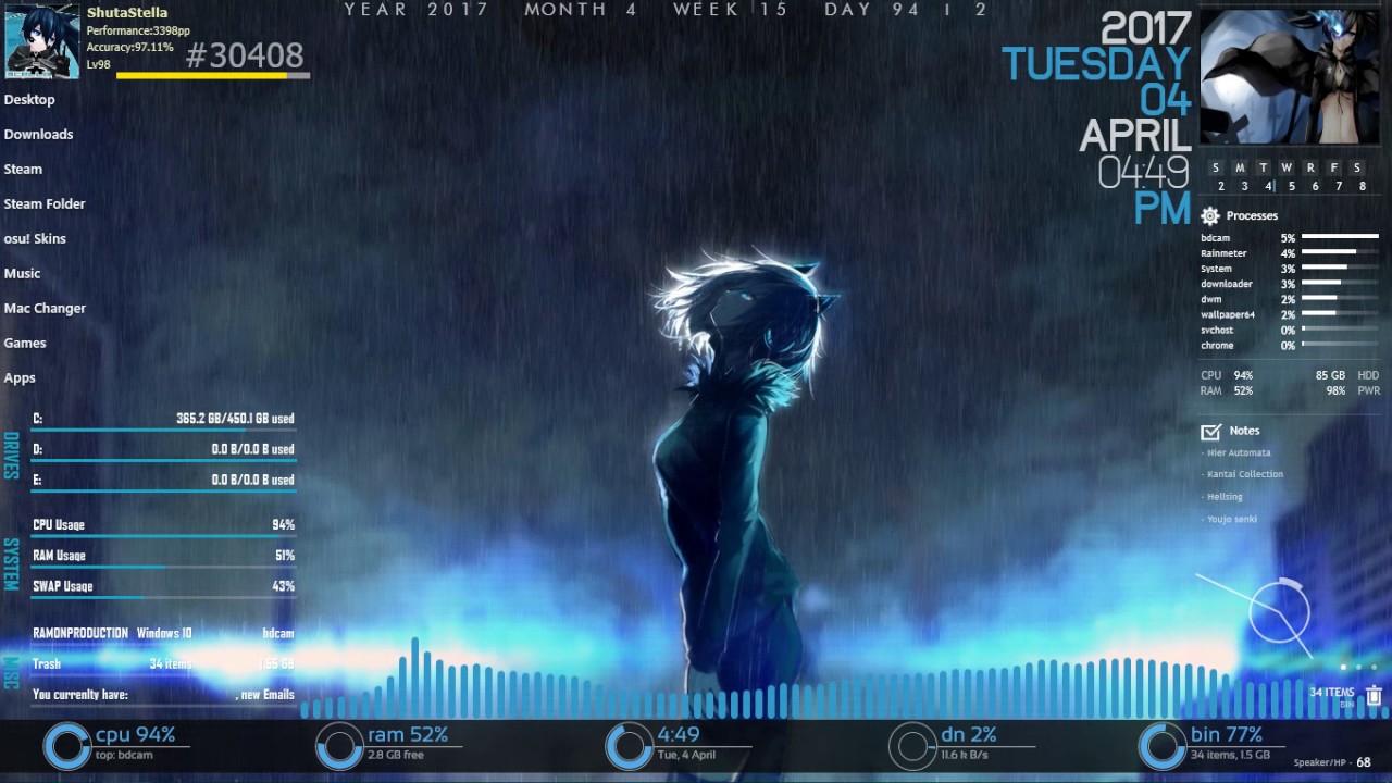 My Rainmeter Desktop With Wallpaper Engine Youtube