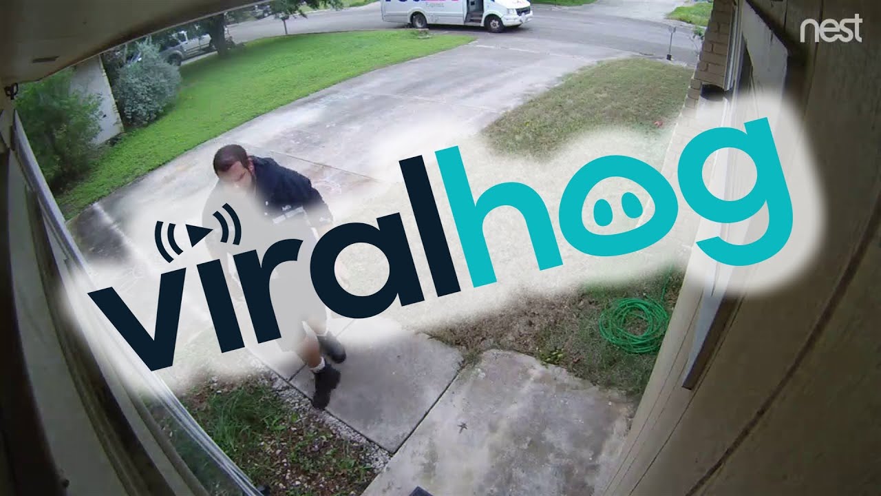 Hopscotch Playing Delivery Driver Viralhog Youtube