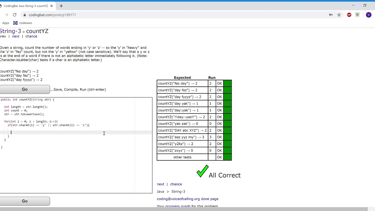 String 3 Countyz Java Tutorial Codingbat Youtube