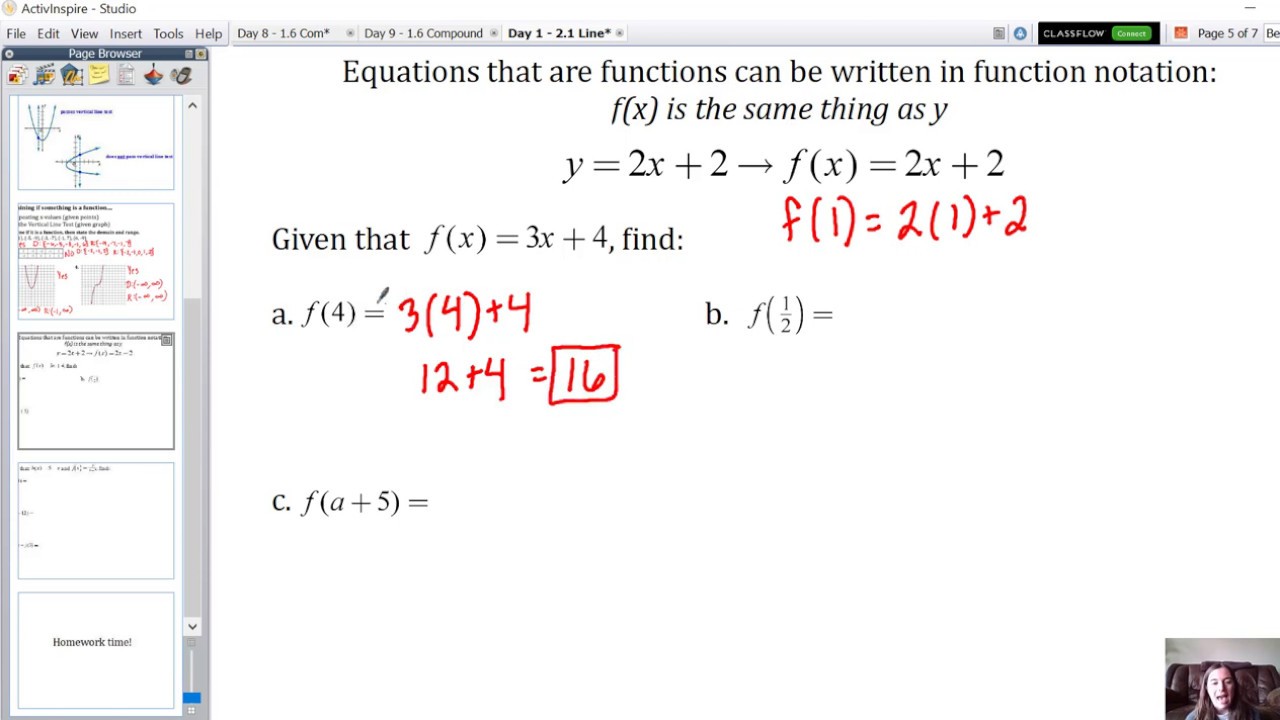 2 1 Part 1 Solving Equations In Function Notation Youtube