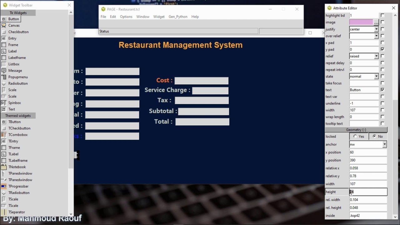 How To Create Restaurant Management Systems In Python Labels Button