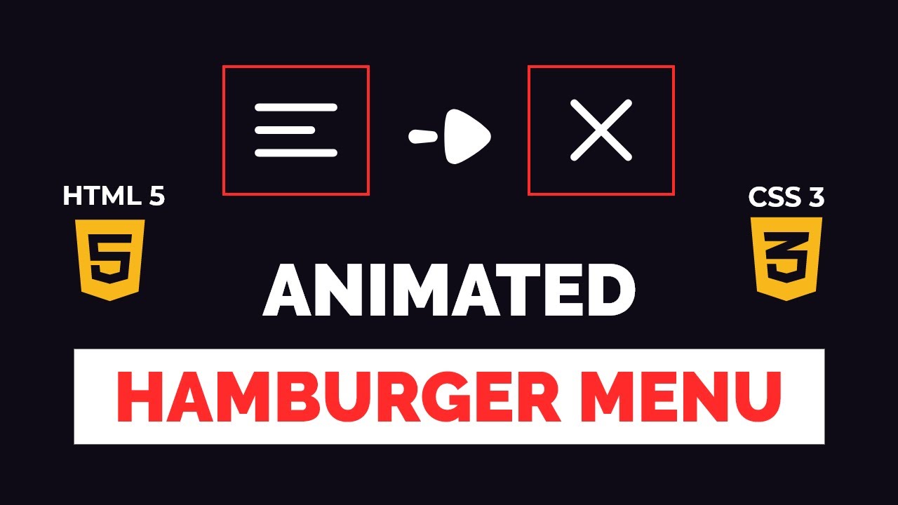 How To Make Animated Hamburger Menu Using Html Css Javascript Youtube