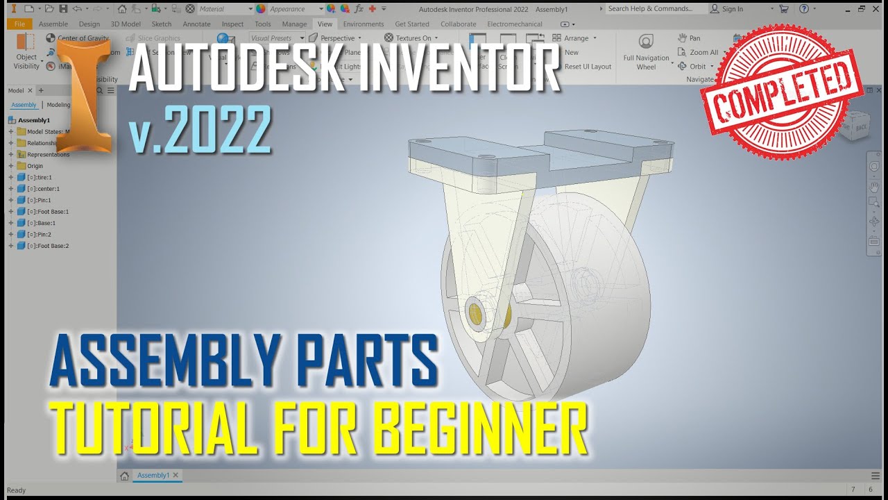 Autodesk Inventor 2022 Assembly Parts Tutorial For Beginner Complete