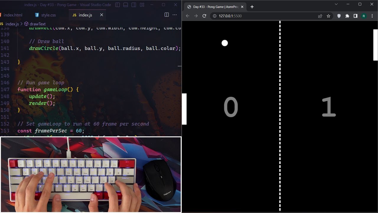 Asmr Programming Pong Game In Javascript No Talking Youtube