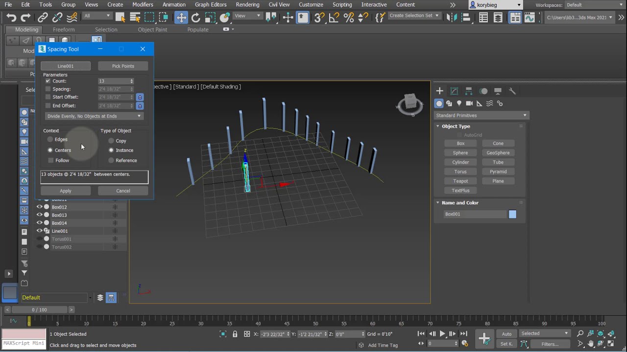 3ds Max Tutorial Spacing Tool Youtube