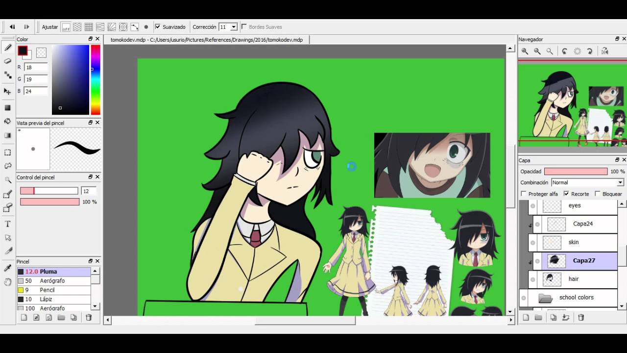 Speedpaint 02 Tomoko Kuroki Watamote Youtube