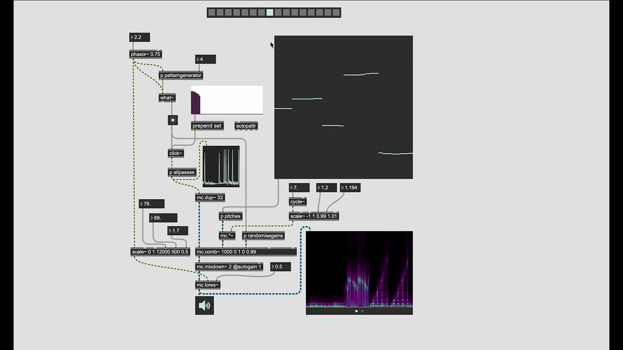 Max Msp Pinging A Multichannel Comb Filter Youtube