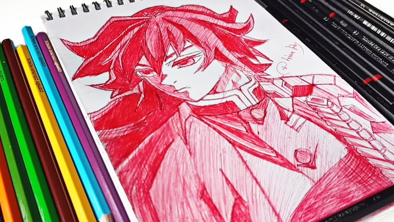 Giyu Tomioka How To Draw Only Pen Youtube