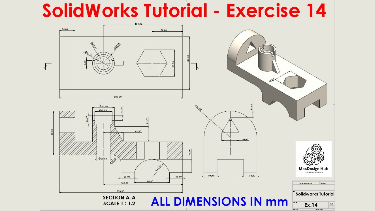 Solidworks Tutorial For Beginners Exercise 14 Youtube
