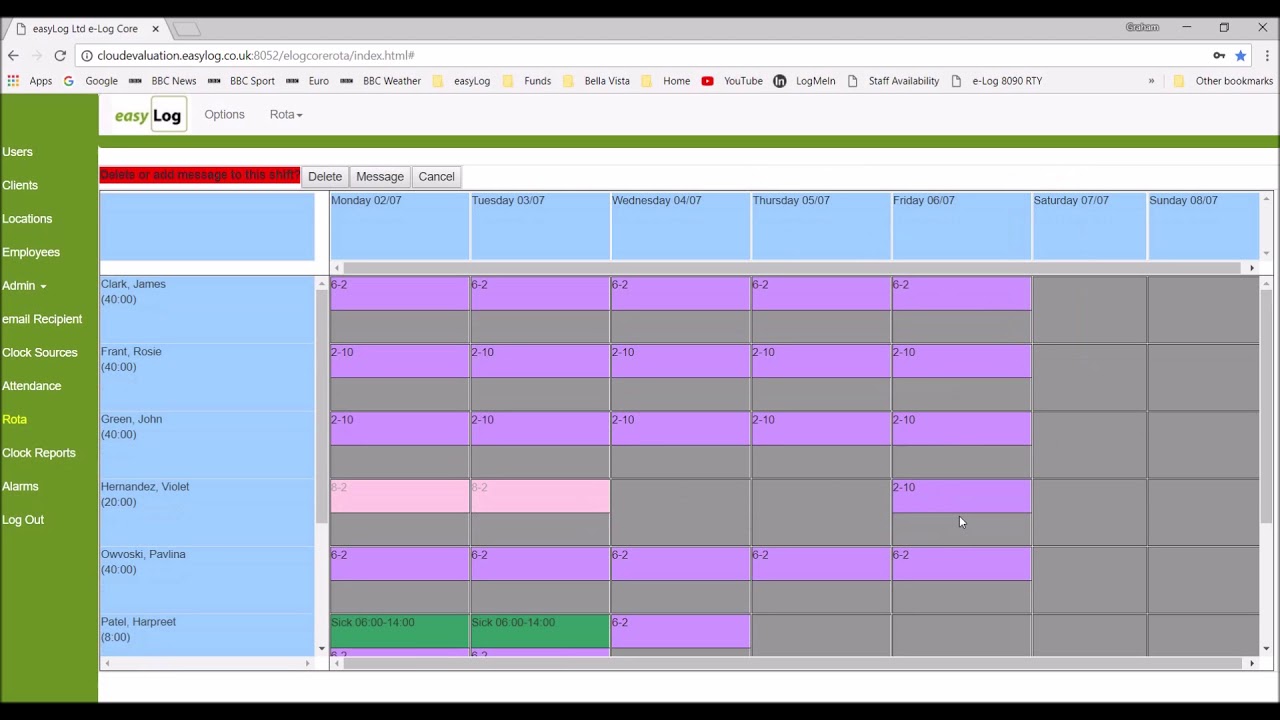 Sb Staff Scheduling Software Rota Overview Youtube