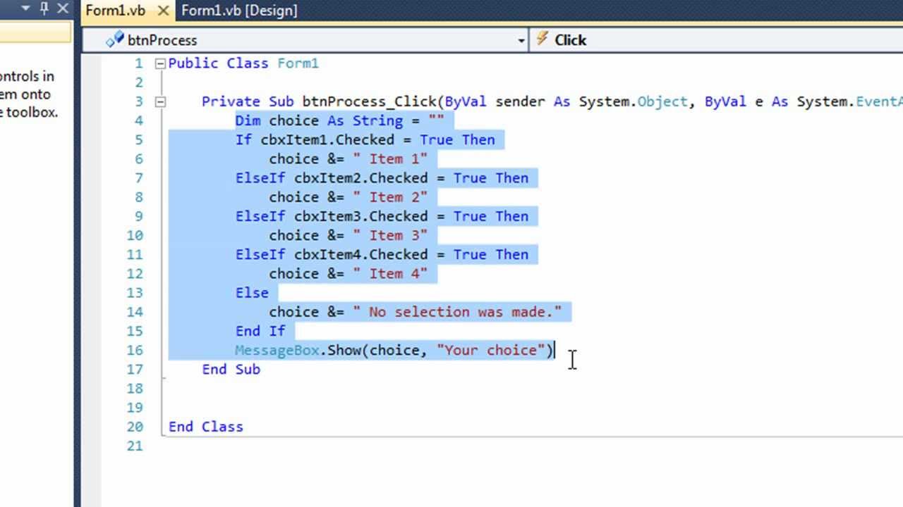 05f If Elseif Else Vb Structure Youtube